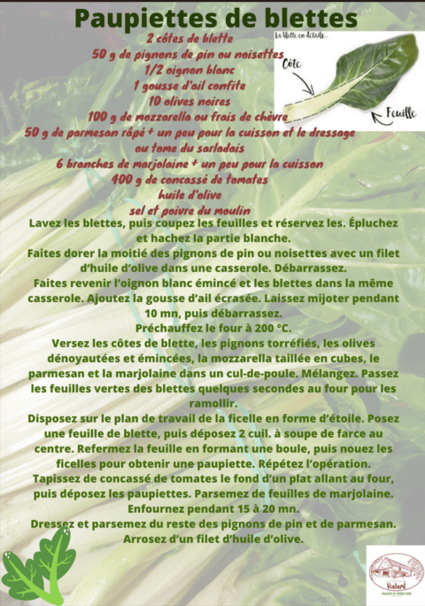 Recette : Blette - La Ferme de Vialard