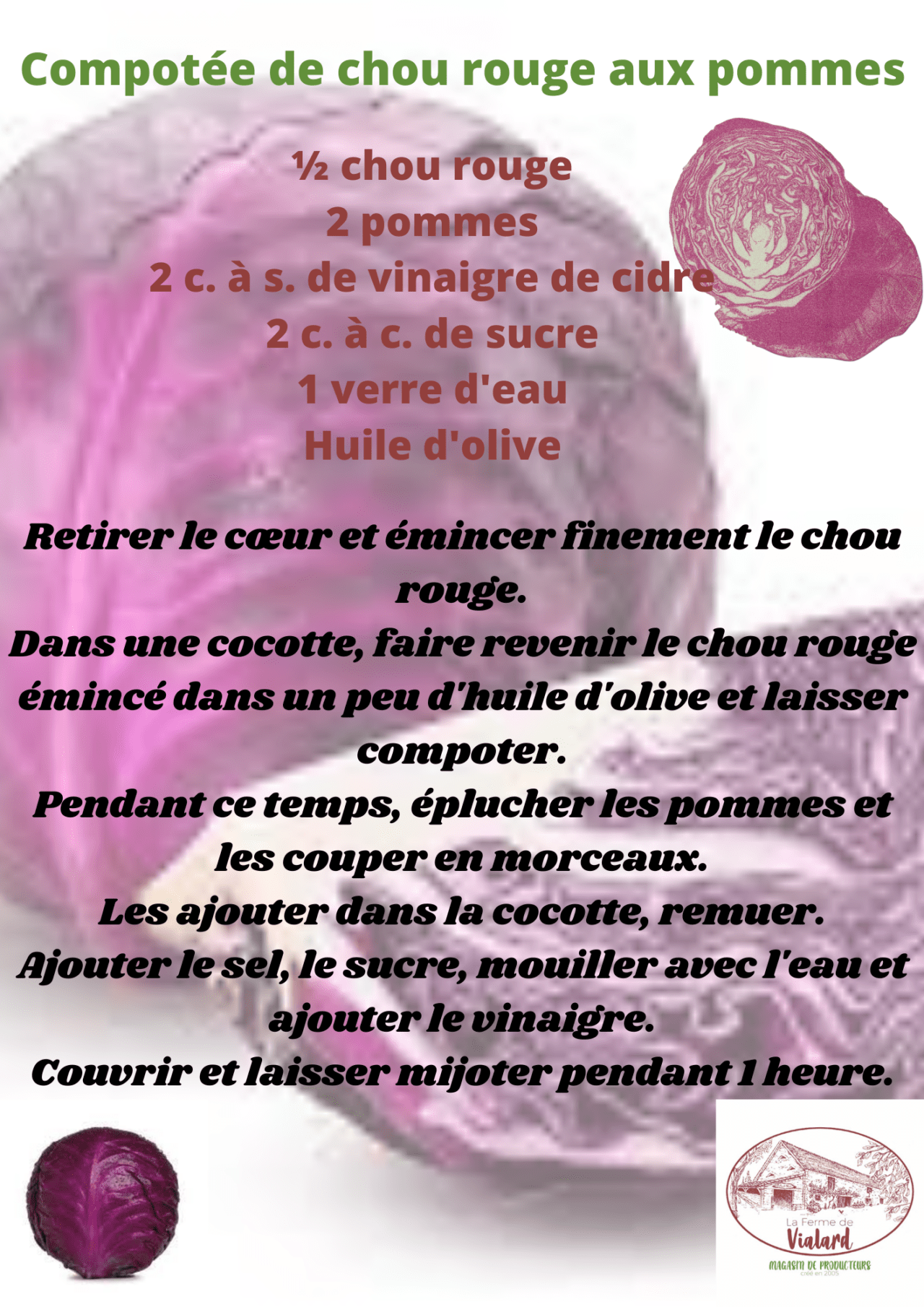 Recette: chou rouge - La Ferme de Vialard